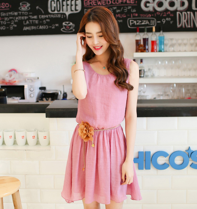 Summer Slim Fit Frilled Crew Neck Sun Dress on Luulla